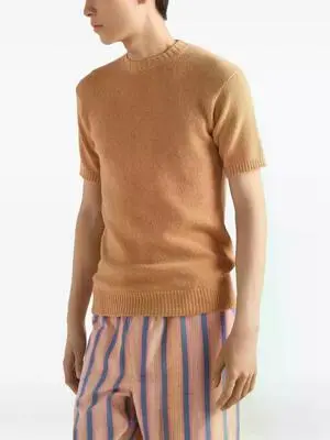 Prada Ribbed Knit Short Sleeve T-shirt