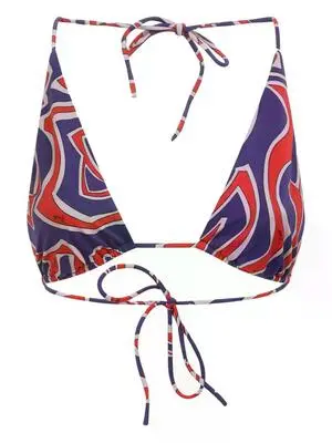 Emilio Pucci Abstract-print Triangle Bikini Top - Blue