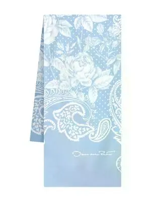 Oscar De La Renta Paisley-print Silk Scarf - Blue