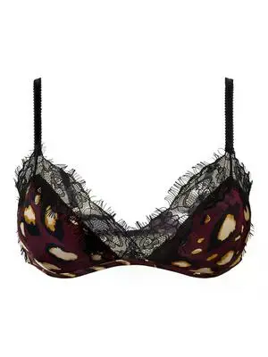 TWINSET Animal-print Lace-trimmed Bra - Red