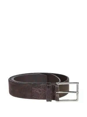 ORTIGNI Crocodile-embossed Suede Belt - Brown