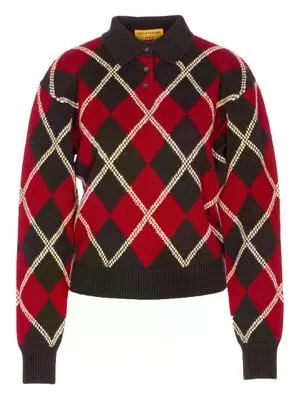 Guest In Residence Diamond-pattern Polo Sweater - Brown