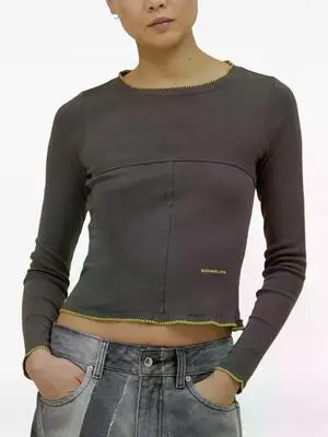Eckhaus Latta Crew-neck Long-sleeve T-shirt With Stitching - Grey