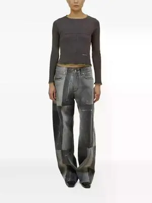 Eckhaus Latta Crew-neck Long-sleeve T-shirt With Stitching - Grey