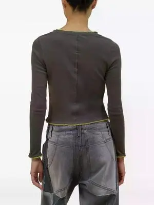 Eckhaus Latta Crew-neck Long-sleeve T-shirt With Stitching - Grey