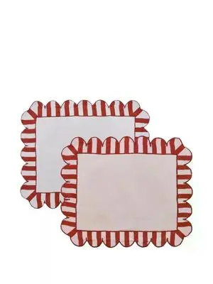 MISETTE Scalloped Stripe Placemat - Red