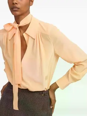 YVES SALOMON Tie-neck Silk Blouse - Orange