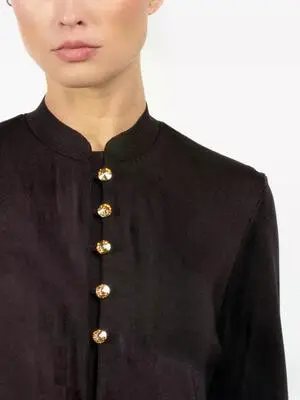 LA GALPA Mandarin-collar Top With Crystal Buttons