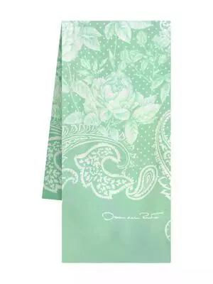 Oscar De La Renta Paisley-print Silk Scarf - Green