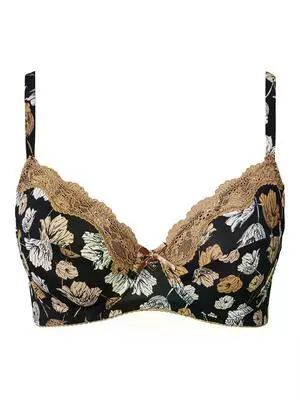 TWINSET Floral-print Underwire Bra - Black