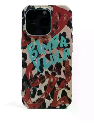 Bimba Y Lola Leopard-print Logo Iphone 15 Pro Rigid Case - Neutrals