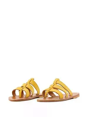 K.JACQUES Three-band Leather Flat Sandals - Yellow