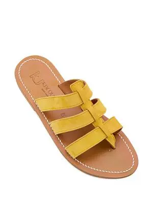 K.JACQUES Three-band Leather Flat Sandals - Yellow