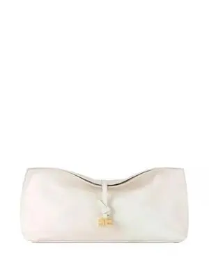 Elisabetta Franchi Boulevard Leather Tie-fastening Clutch - Neutrals