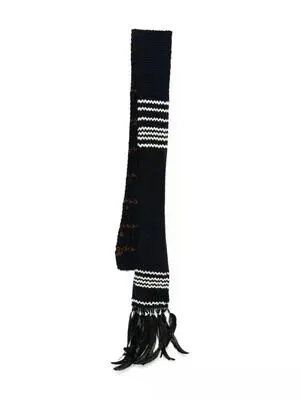 Prada Striped Feather-trimmed Scarf - Blue