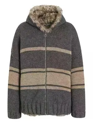 Dolce & Gabbana Striped Fur-trimmed Hoodie