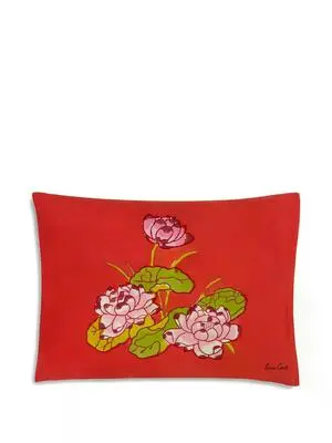 LISA CORTI Tea Flower Rectangular Cushion - Red