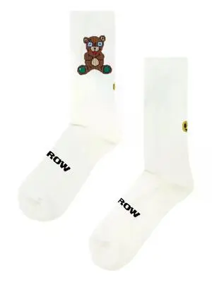 BARROW Bear Graphic Crew Socks - White