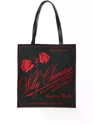 WILLY CHAVARRIA Rose-print Tote Bag - Black