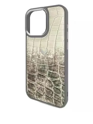 VELANTE Crocodile-texture Iphone 16 Pro Max Phone Case - Brown