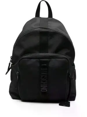 Moschino Logo-plaque Zip-fastening Backpack - Black