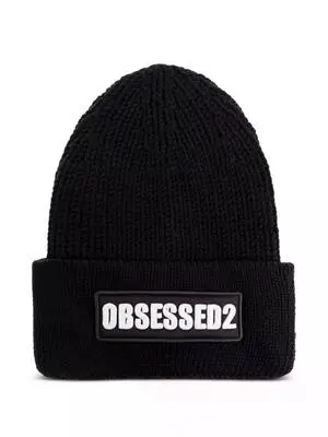 Dsquared2 Embroidered Ribbed-knit Beanie - Black