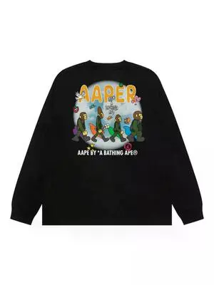 AAPE BY *A BATHING APE Long-sleeve Logo T-shirt - Black