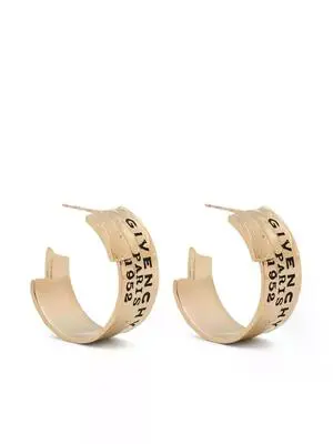 Givenchy Logo-engraved Hoop Earrings - Gold