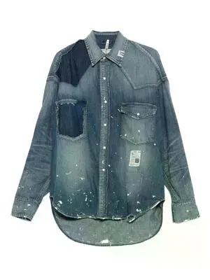 Mihara Yasuhiro Paint-splatter Patchwork Denim Shirt