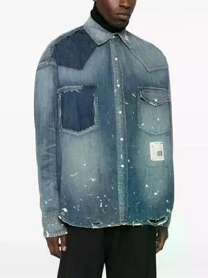 Mihara Yasuhiro Paint-splatter Patchwork Denim Shirt