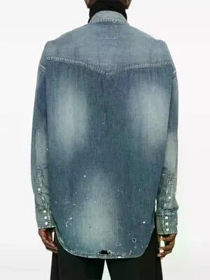 Mihara Yasuhiro Paint-splatter Patchwork Denim Shirt