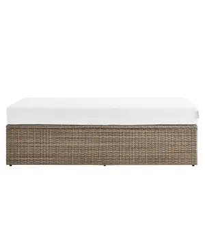 MODWAY Convene Outdoor Patio Rectangle Ottoman - Cappuccino White