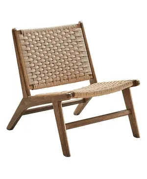 MODWAY Saoirse Woven Rope Wood Accent Lounge Chair - Walnut Natural