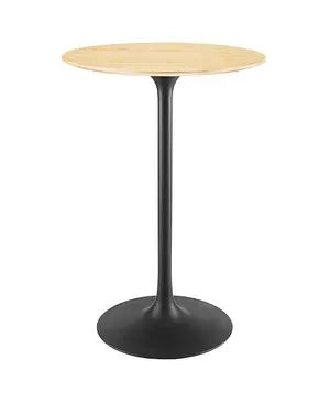 MODWAY Lippa Round Wood Bar Table - Black Natural