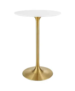 MODWAY Lippa Round Wood Bar Table - Gold White