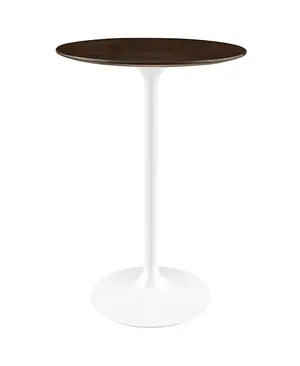 MODWAY Lippa Round Wood Bar Table - White Cherry Walnut