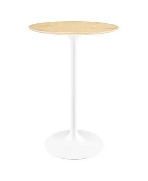 MODWAY Lippa Round Wood Bar Table - White Natural