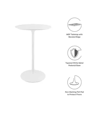 MODWAY Lippa Round Wood Bar Table - White