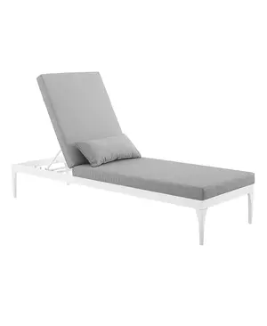 MODWAY Perspective Cushion Outdoor Patio Chaise Lounge Chair - White Gray