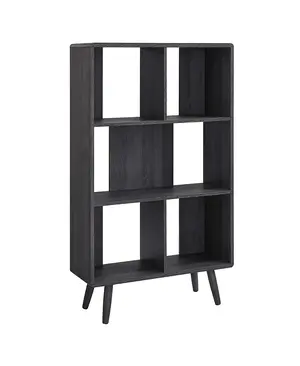 MODWAY Transmit 5 Shelf Wood Grain Bookcase - Charcoal