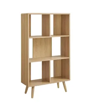 MODWAY Transmit 5 Shelf Wood Grain Bookcase - Oak
