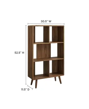 MODWAY Transmit 5 Shelf Wood Grain Bookcase - Walnut