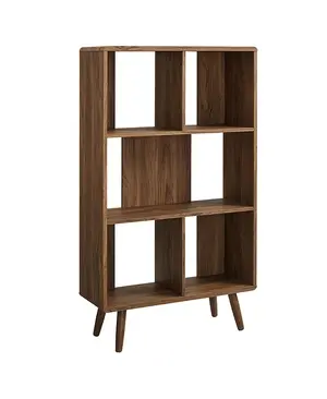MODWAY Transmit 5 Shelf Wood Grain Bookcase - Walnut