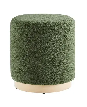 MODWAY Tilden 16 Round Sherpa Upholstered Ottoman - Moss Green Natural