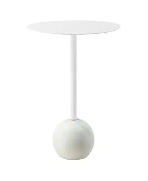 MODWAY Aliza Round Marble Side Table - White