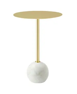 MODWAY Aliza Round Marble Side Table - White/brass