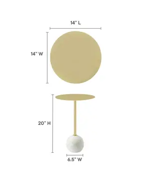 MODWAY Aliza Round Marble Side Table - White/brass