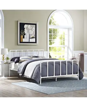 MODWAY Dower Stainless Steel Bed - White