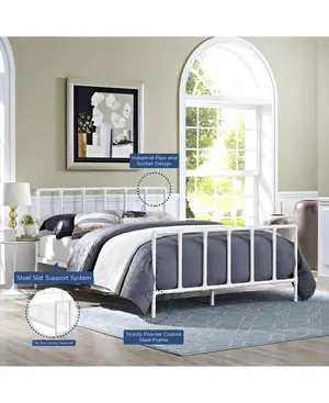 MODWAY Dower Stainless Steel Bed - White