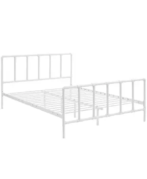 MODWAY Dower Stainless Steel Bed - White